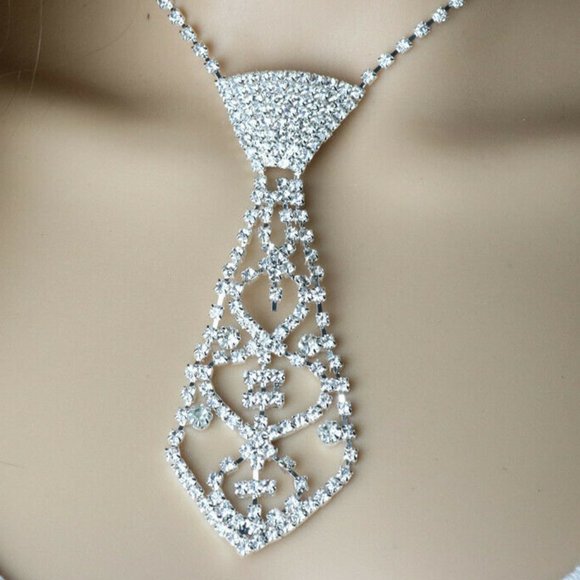 Jewelry | Luxury Evening Dazzle Drip Rhinestone Tie Necklace | Poshmark